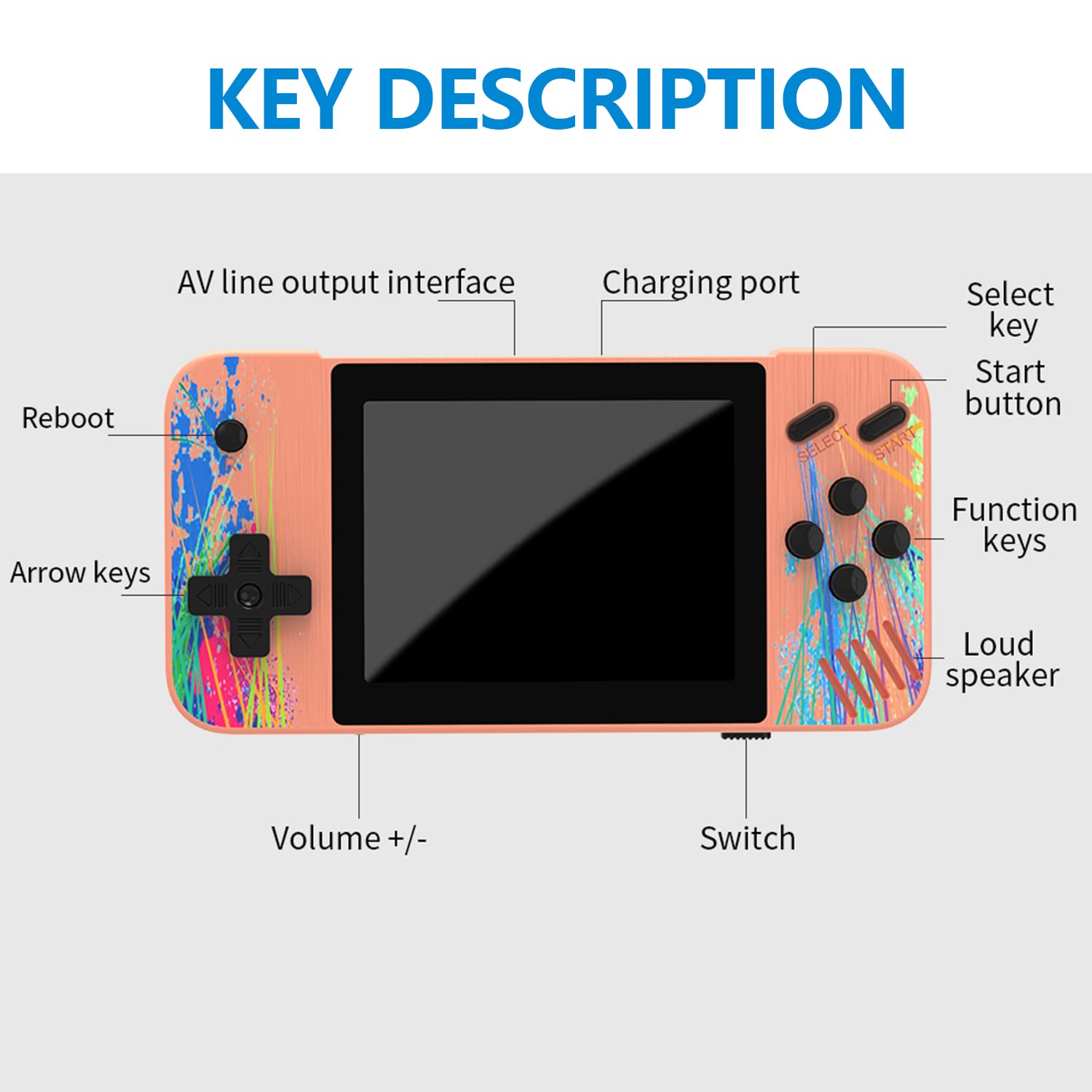Handheld Game Console, Game Consoles Built in 800 Games, Video Game Console for TV/Projector Output