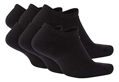 Nike Everyday Plus Cotton Cushioned Crew Socks (6 Pair) (Black - No Show, Large)