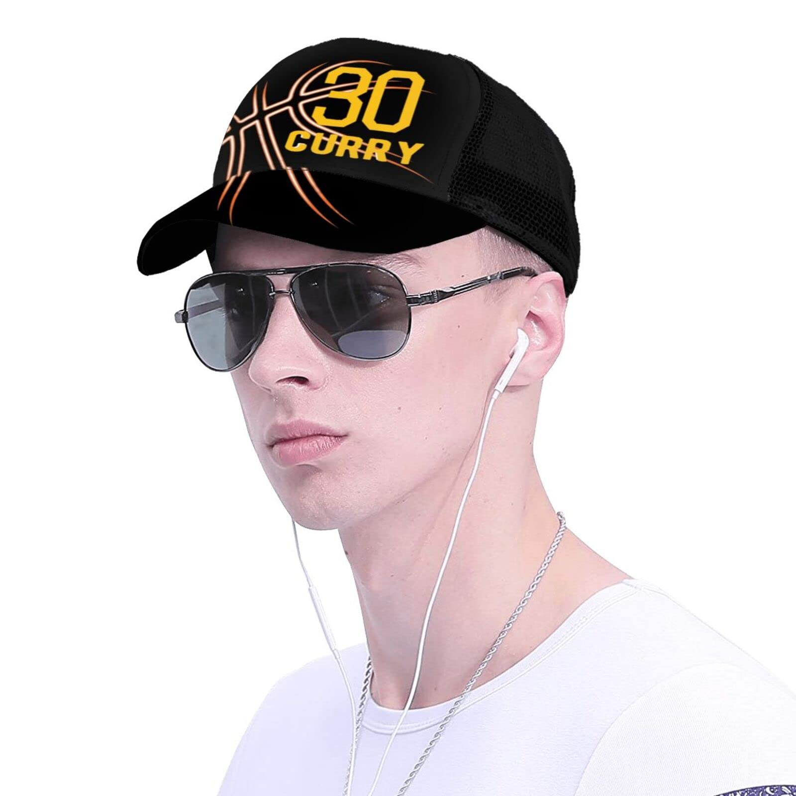 Elehuv Basketball Curry Adult Trucker Hats for Men Women, Adjustable Baseball Cap, Fitted Snapback Hat Dad Hat Golf Hat Black