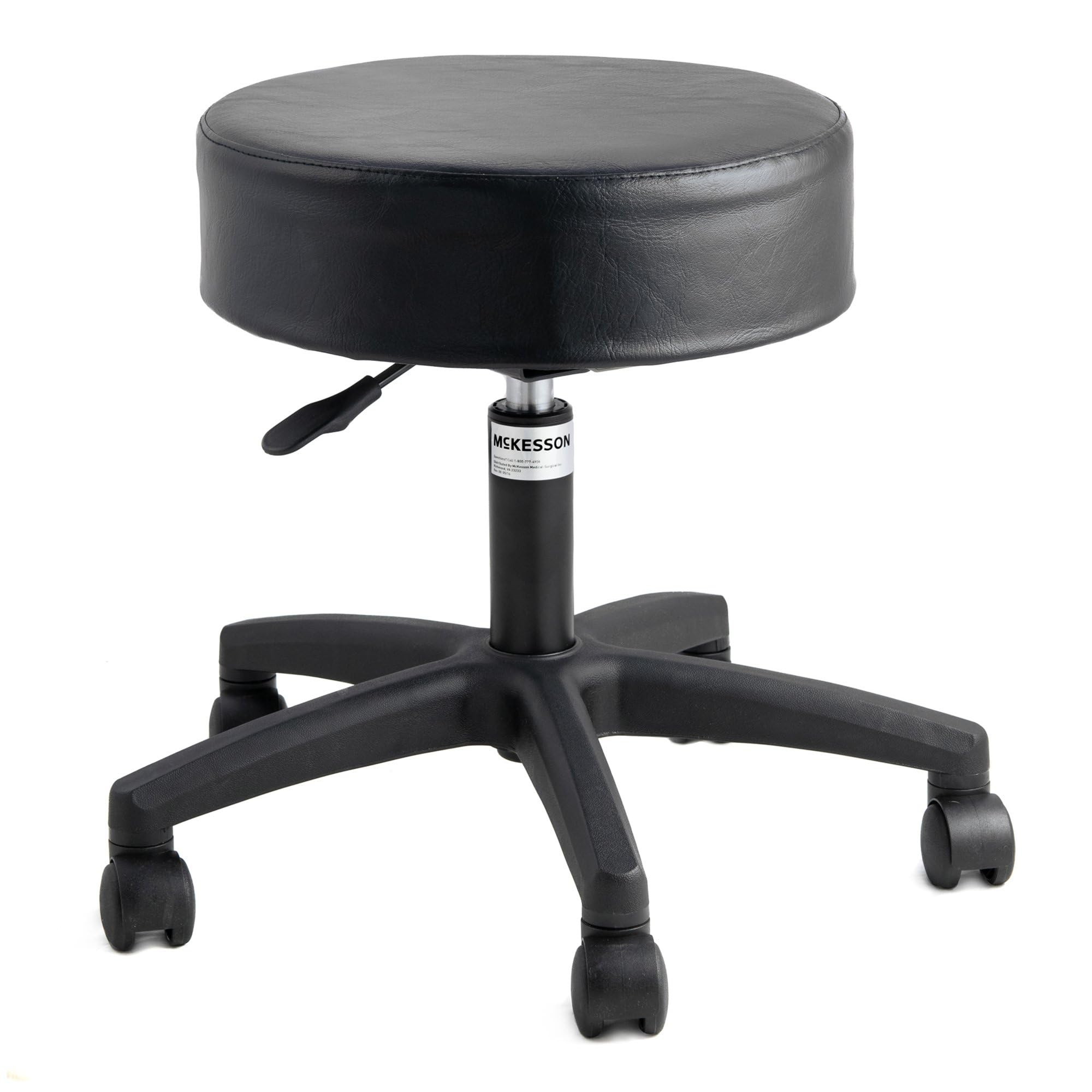 McKesson Exam Stool, Pneumatic - Five Legs, Round, Backless, Black - 250 lbs Weight Capacity, 21 in Base, 16 in to 23 in Adjustable Height, 1 Count