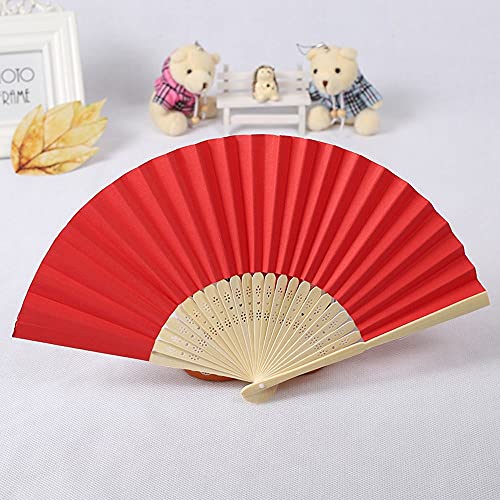 Decorative Folding Fans Beautiful Pattern Folding Dance Wedding Party Lace Silk Folding Hand Held Red Fan 7-inch Low-Key Fashion Hand Held Fan