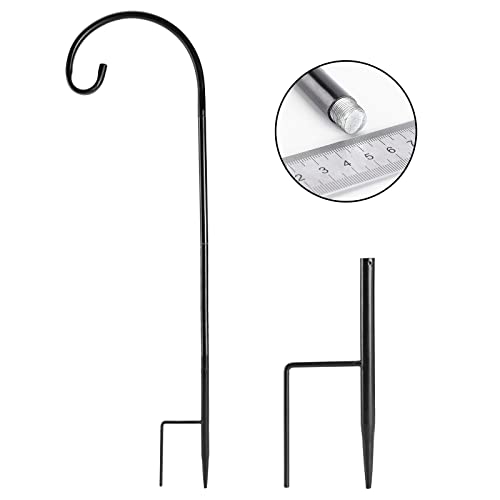 GSM Brands Shepherds Hook 65 Inch, Black, Adjustable Design.5 Thick Yard Decor for Hanging Up to 20 lbs.