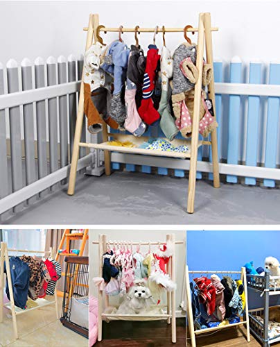 Morimoe Garment Rack for Pets/Dolls/Baby, Hanger Rack, Dress up Storage, Clothes Organizer, Wooden (Beige, Large)