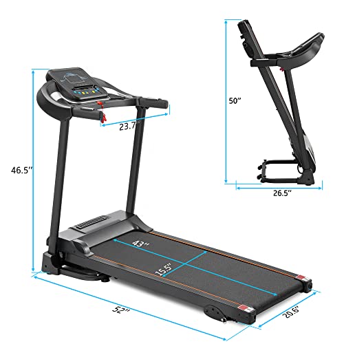 Electric Treadmill with Incline, 2023 Foldable Treadmills for Home, Treadmill 300 LB Capacity Workout Running Jogging Walking Machine, 2.5HP Portable Compact Treadmill with 12 Programs