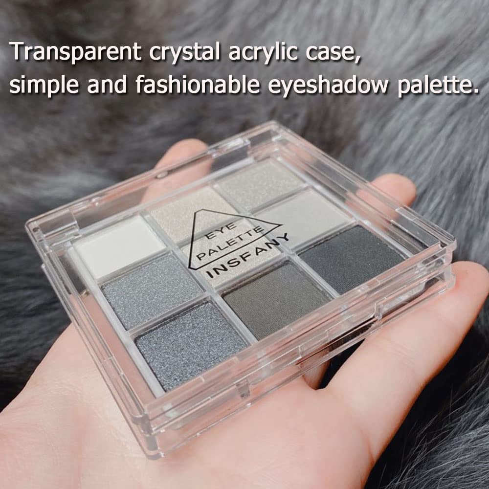 Miniling 9 Colors Smokey Grey Eyeshadow Palette,Highly Pigmented Mattes Shimmers Naked Powder Eyeshadow Palette,Long Lasting Waterproof Eye Shadow Makeup Palette with Eyeshadow Brush (Smoky Set)