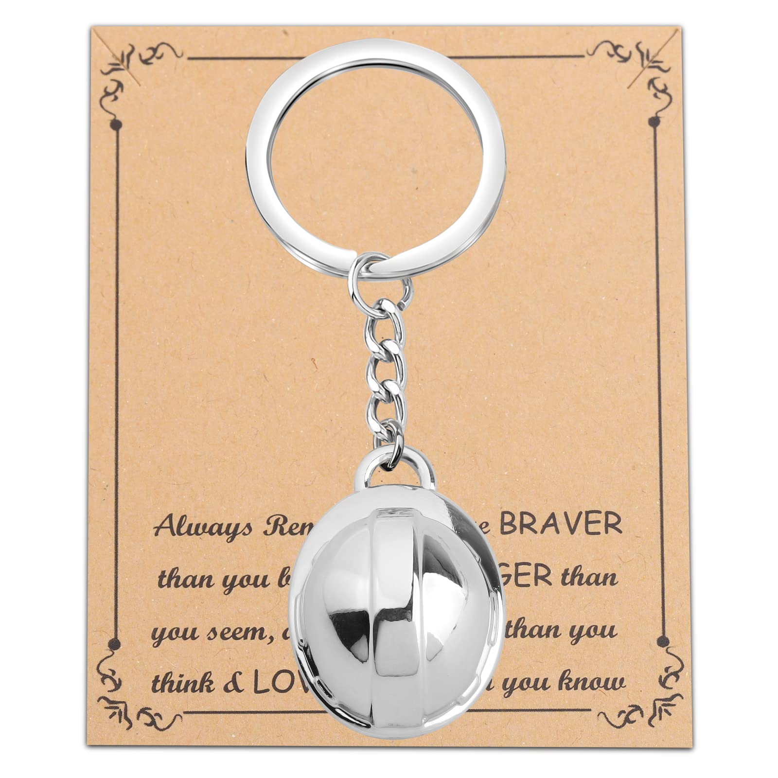 FUSTMW Firefighter Gifts Firefighter Helmet Keychain Fireman Gifts Firefighter Graduation Gifts Inspirational (Silver)