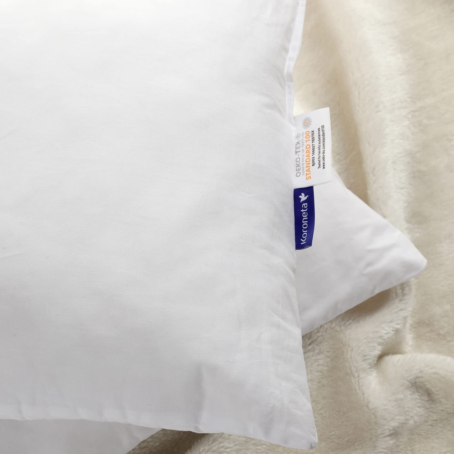 KORONETA Toddler Bed Pillow 100% Super Soft Polyester Filling/13”x 18” White,Machine Washable