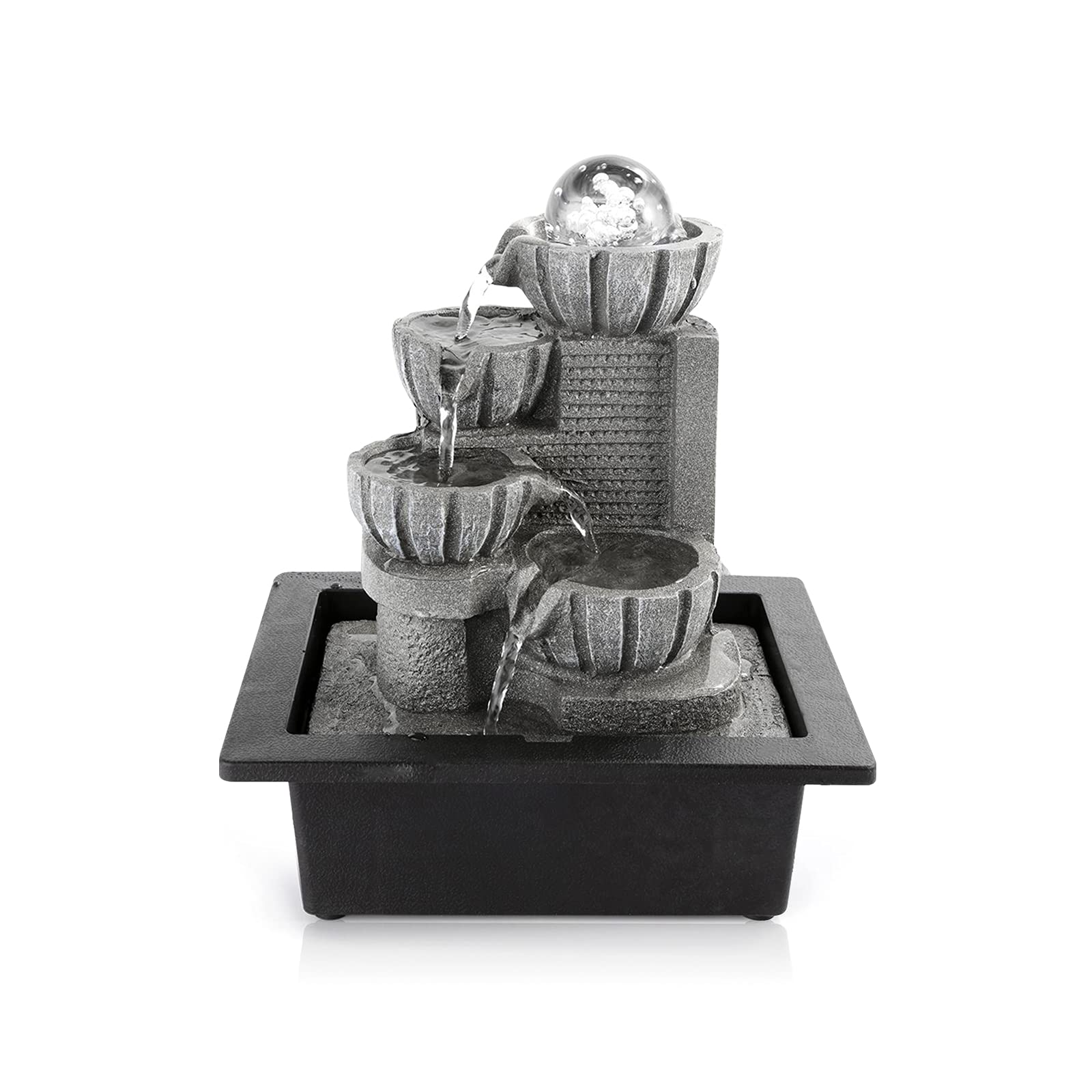 Dyna-Living Water Fountains Indoor Tabletop Water Fountain with LED Rolling Ball Feng Shui Waterfall Fountain for Modern Home Decor Office Living Room Decoration Home Gifts for Friends