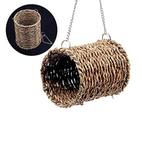 Mipcase Small Pig Play Parakeet Tunnels Tunnel Use Parrot Hammock Pet Rat Natural Tent Woven Guinea for Hedgehog Tube Snuggle Bird Straw Squirrel Chinchilla Seagrass Hamster Nest