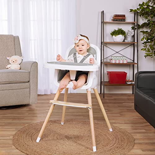 Dream on Me Lulu 2-in-1 Convertible Highchair in Light Grey | Compact High Chair | Lightweight | Portable