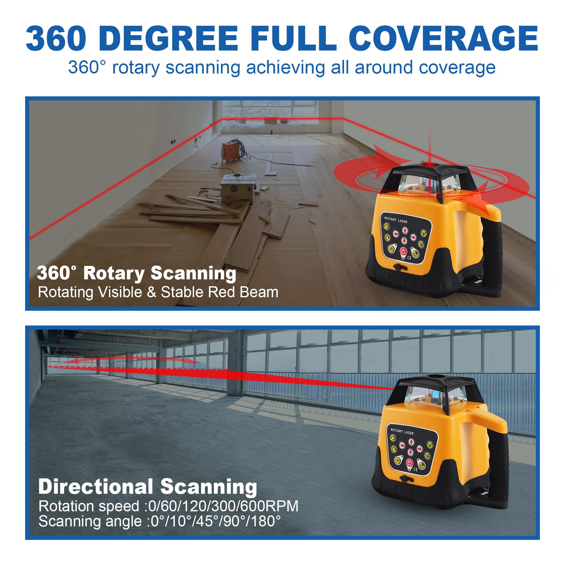 Iglobalbuy Self Leveling Rotary Laser Level System Kit with Surveying Tripod + Aluminum Grade Rod 16.4Ft, Red Beam Automatic Self-leveling Transit Laser Level Grading Rotating Lasers for Construction