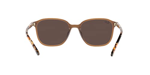Ray-Ban RB2193F Leonard Low Bridge Fit Square Sunglasses, Transparent Brown/Light Brown Mirrored Gold, 55 mm