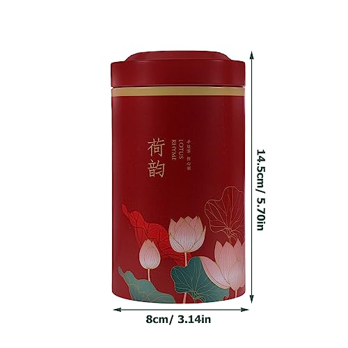 UPKOCH Tea Tin Canister Metal Sealed Coffee Jar with Lid Airtight Tea Container Loose Tea Storage Box Vintage Tinplate Candy Holder for Chocolate Sugar Red