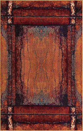 Rugs.com Hyacinth Collection Rug – 5' x 8' Orange Medium Rug Perfect for Bedrooms, Dining Rooms, Living Rooms, 5 x 8 Feet