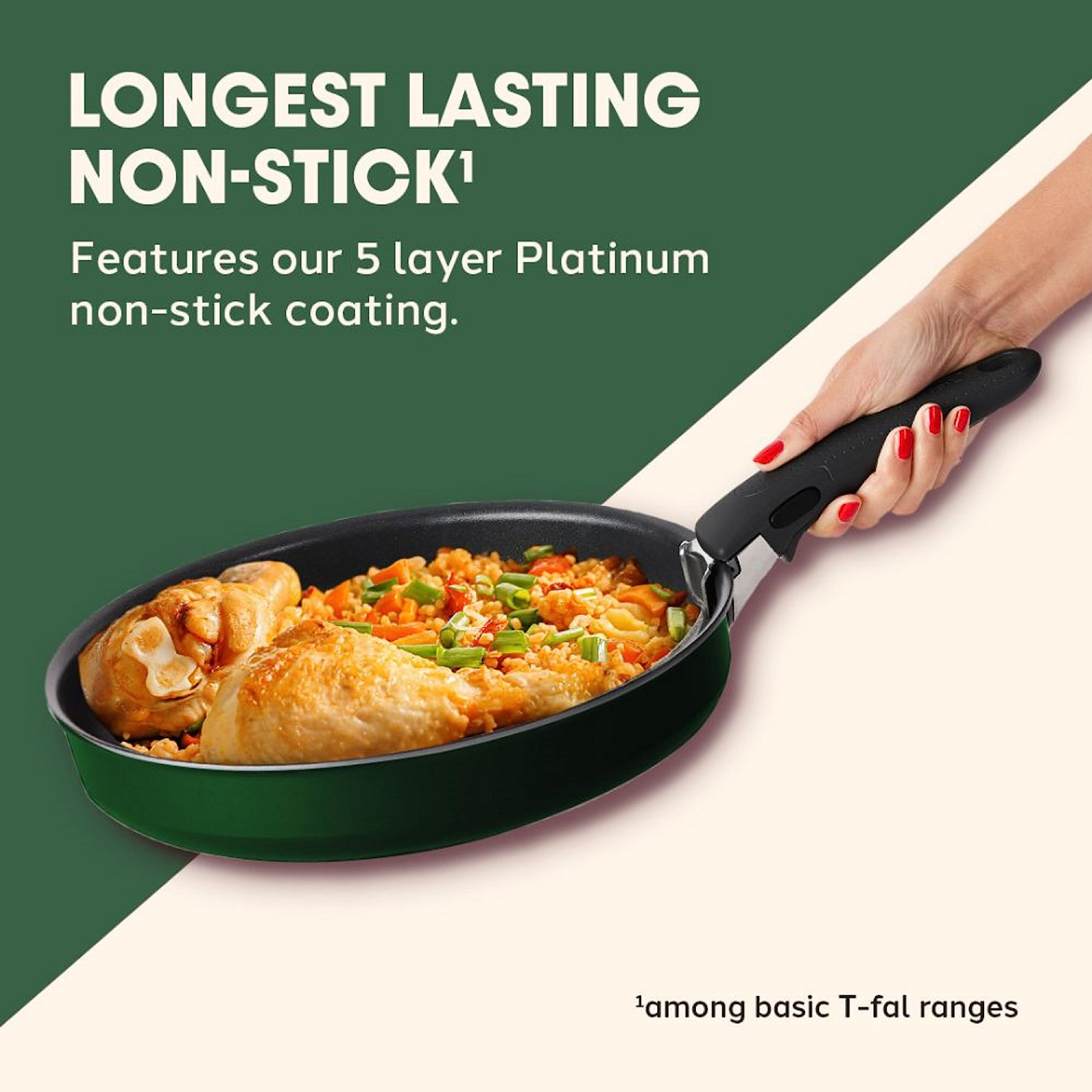T-fal Ingenio Nonstick Cookware Set 14 Piece Induction Stackable, Detachable Handle, Removable Handle, RV Cookware, Cookware, Pots and Pans, Oven, Broil, Dishwasher Safe, Forest Green