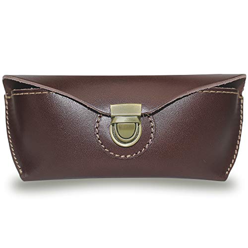 DK86 Genuine Leather Glasses Case Sunglasses Pouch Eyeglass Case, with Belt Loop, for Men and Women (Coffee)