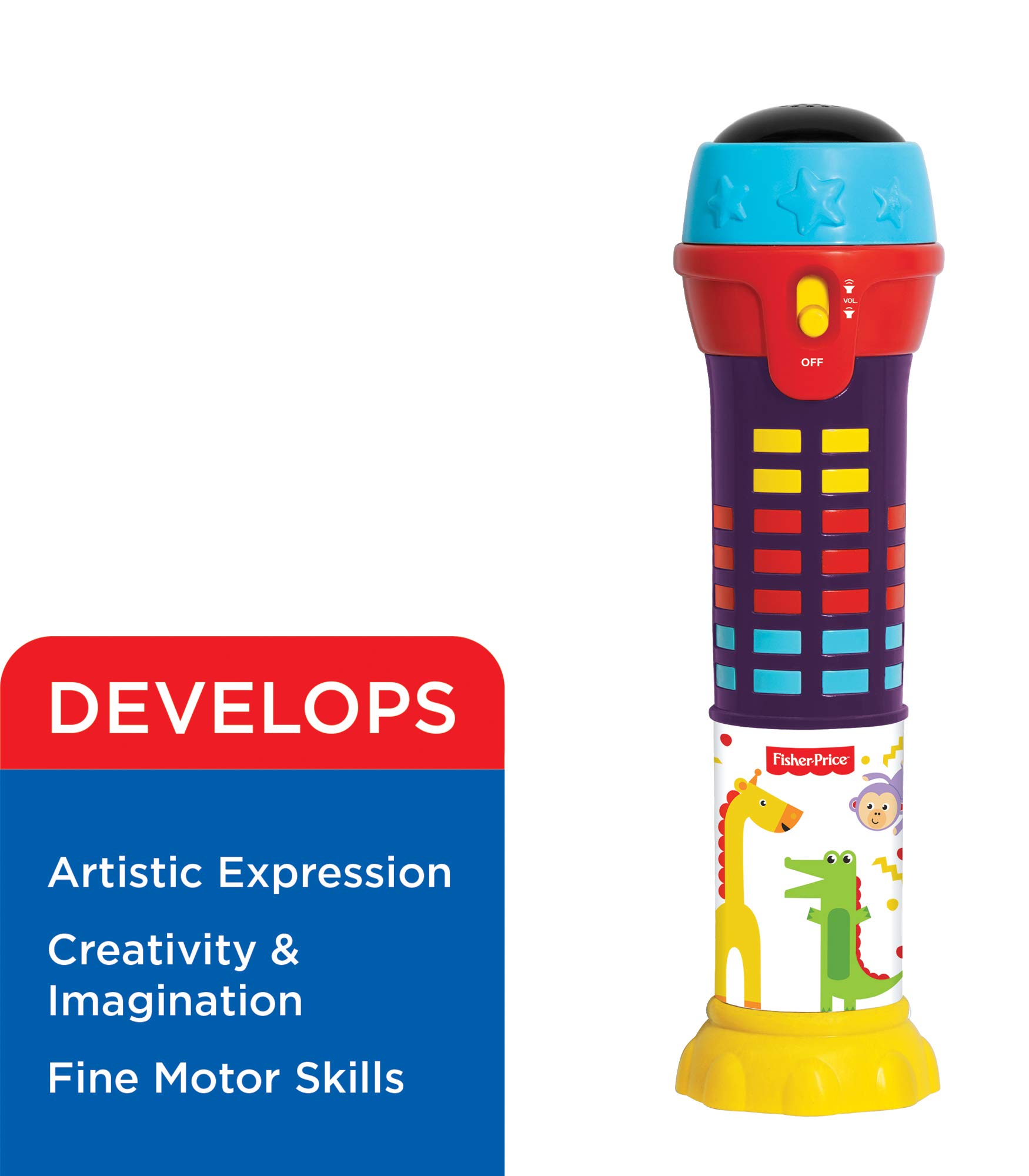 Fisher-Price – Dancing Lights Microphone, Educational Music Toy, Melodies, Light Up Mic, Kids, Toddler, Ages 3+