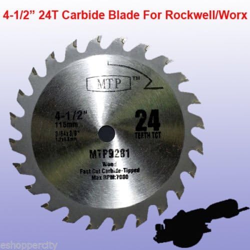 Pack of 4 Assorted Metal/wood 4-1/2" 4.5 inch Circular Saw Blade for Rockwell Compact Rk3441k , Worx WX429L RW9281 RW9282 Rw9283