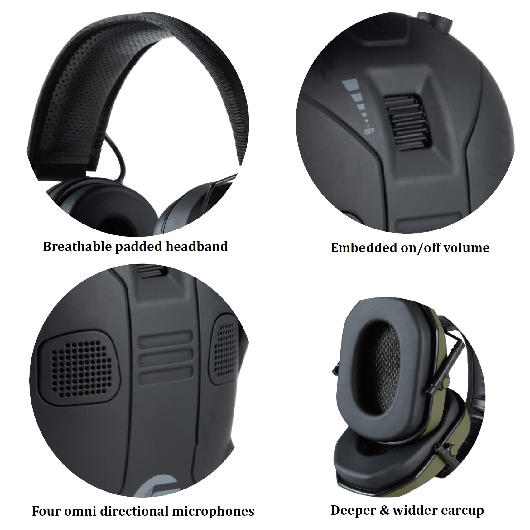 FUYOU 360 Degree Electronic Hearing Protection Shooting Earmuffs Gun Range, Noiser Reduction Electronic Ear Protection-Tactical Electronic Ear Muff Hunting