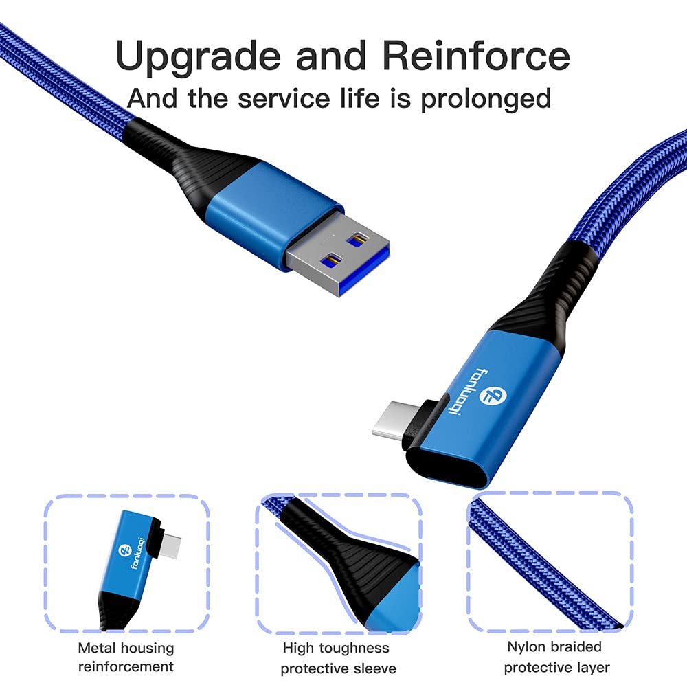 fanluoqi Link Cable 16 FT Compatible with Quest2 Accessories and PC/Steam VR，Supports fast charging High Speed PC Data Transfer,USB 3.0 to USB-C Cable for VR Headset and Gaming PC