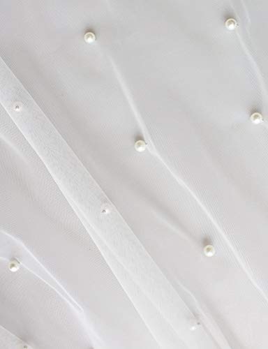 EllieHouse Womens Long Cathedral Length 1 Tier Pearl Ivory Wedding Bridal Veil With Metal Comb HD34IV