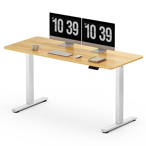 SANODESK Standing Desk Adjustable Height, 55x24 Inch Stand up Desk for Home Office Computer Desk with Memory Preset(55x28 Joint Boards,Maple)