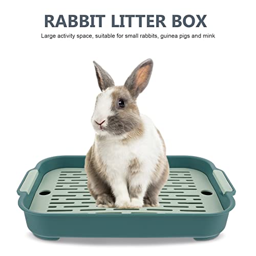 VILLCASE Rabbit Large Litter Box Guinea Pig Training Pan Cage Accessories Toilet Tray for Rats Hamster Ferret ( Green )