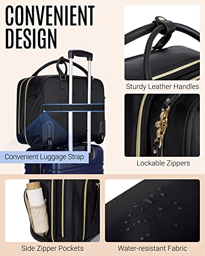 LIGHT FLIGHT Rolling Laptop Bag 17.3 inch Rolling Briefcase for Women Computer Bag with Wheels Rolling Laptop Case Overnight Roller Bag for Carry on Travel Work Business, Black