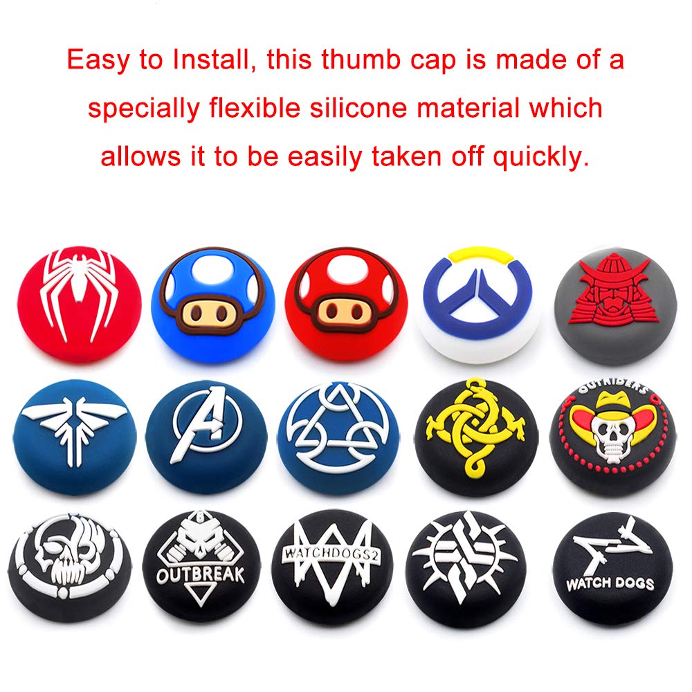 FXICAI Thumb Grip Caps Compatible with PS5/Xbox Series X/S/Xbox 360/PS4/PS3/Nintendo Switch Pro Controller, Soft Non-Slip Silicone Joystick Cover (4Pcs)