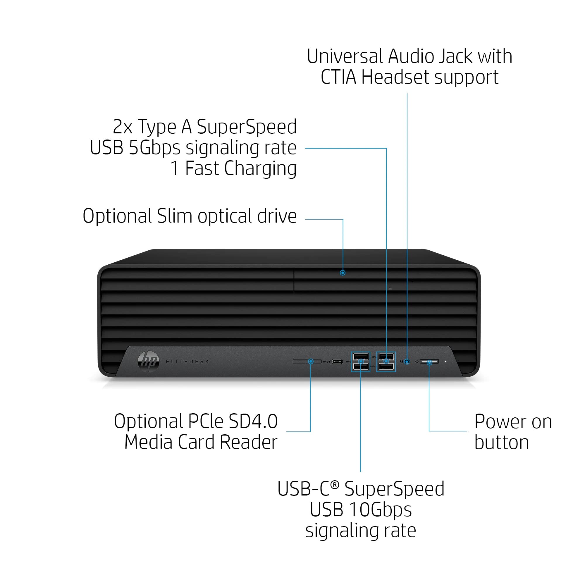 HP Elite Desk 800 G6 Computer Desktop PC, Intel Core i5-10500 Processor, 16GB DDR4 Ram, 256GB NVMe SSD, Display Port, Thunderbolt, Windows 11 (Renewed)