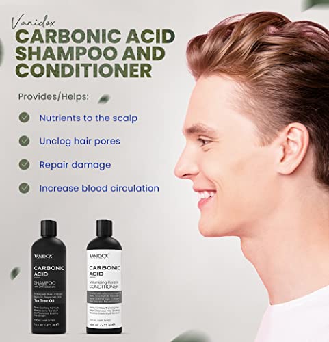 VANIDOX Carbonic Acid Shampoo and Conditioner for Men and Women, Deep Moisturizing Conditioner Thickens, Softens, & Smooths Set for Hair Growth and Repair, Made in USA - 16 Fl Oz Each