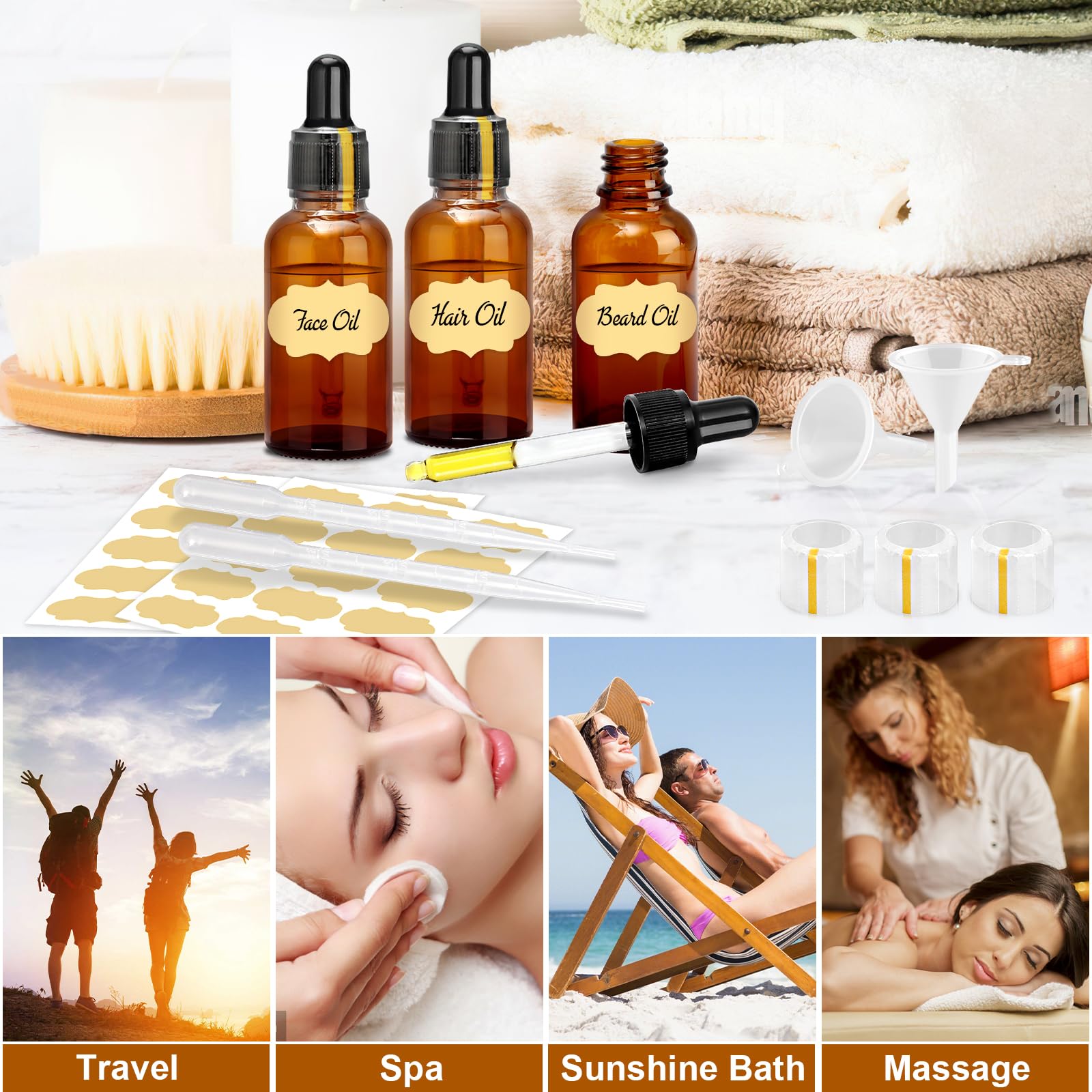 GMISUN Tincture Bottles With Dropper, 25 Pack 2 Oz Amber Glass Dropper Bottle with Eye Dropper, 60ml Empty Oil Dropper Bottle For Essential Oils, Tinctures, Medicine - with Heat Shrink Wrap