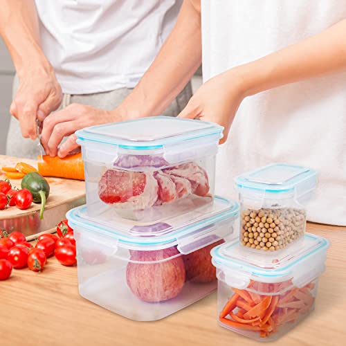LIHOOOOM Food Storage Containers with lids, 8-Piece BPA-Free Meal Prep Rectangle Containers Plastic Leak-Proof Containers for Cereal, Flour and Sugar 3.5L, Green