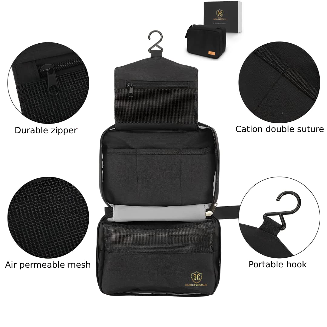 Harold Verrano Hanging Travel bathroom Toiletry Bag, Portable Makeup and bathroom accessories bag, Bathroom and Shower Organizer, Waterproof Durable-Sided Material