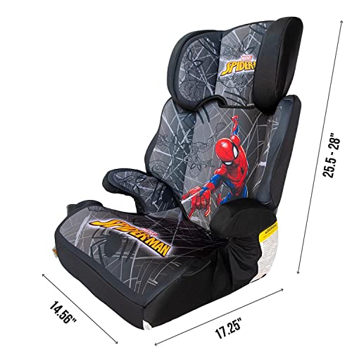 KidsEmbrace Marvel Spider-Man High Back Booster Car Seat, Spider-Man Grey Web