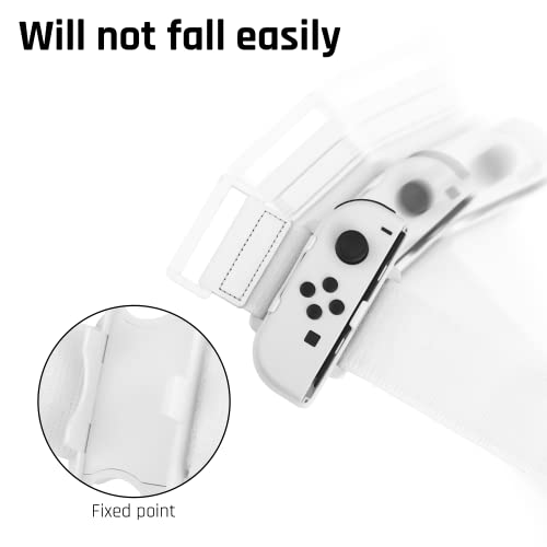 FANPL Wrist Bands for Dance 2024/2023/2022/2021/2020, Adjustable Elastic Straps for Nintendo Switch & Switch OLED Joycon Controller, 2 Pack Switch Dance Game Accessories for Adult and Kids - White