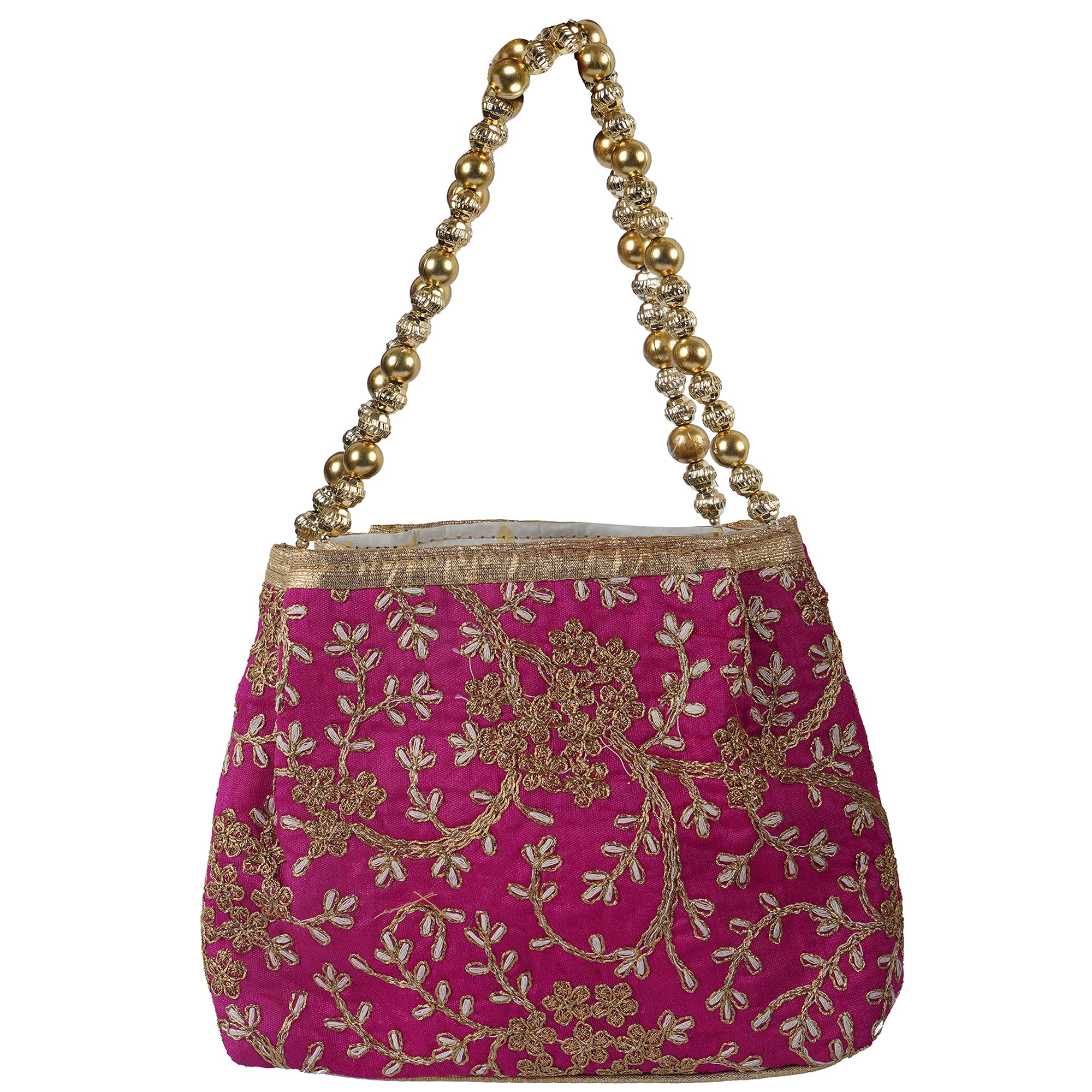 Ekavya Indian Ethnic Potli Bag wedding purse jewelry purse for girls (Dark Pink)