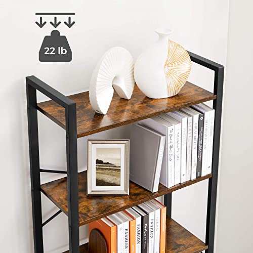 VASAGLE 6-Tier Tall Bookshelf, Large Bookcase with Steel Frame, Deep Book Shelf for Living Room, Home Office, Study, 11.8 x 26 x 73.2 Inches, Industrial Style, Rustic Brown and Black ULLS062B01