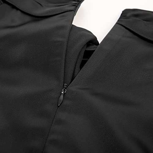 Satin Dress for Women Wedding Guest Halter Party Cocktail Dress Black L