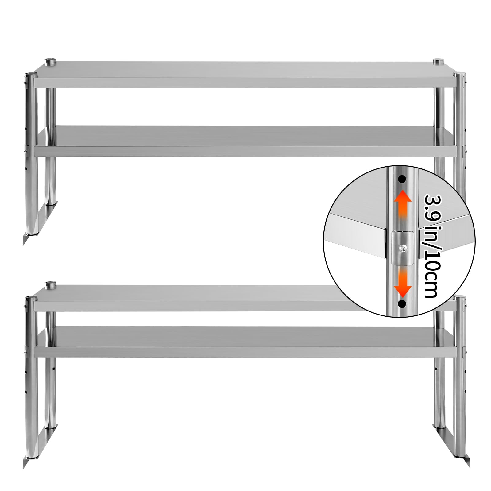 OUKIDR Double Overshelf, Stainless Steel Overshelf 2 Tier Commercial Double Overshelf for Kitchen Prep & Work Table,12" X 60"