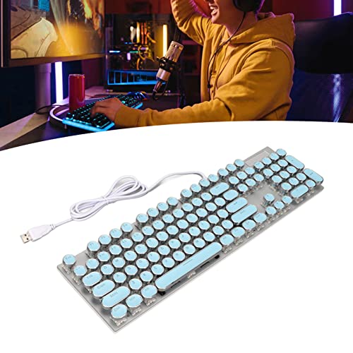 Mechanical Keyboard, 104 Keys Blue Switch RGB Backlight Ergonomic Keyboard Retro Steampunk Round Mechanical Gaming Keyboard for Windows for Linux for OS X(Blue)