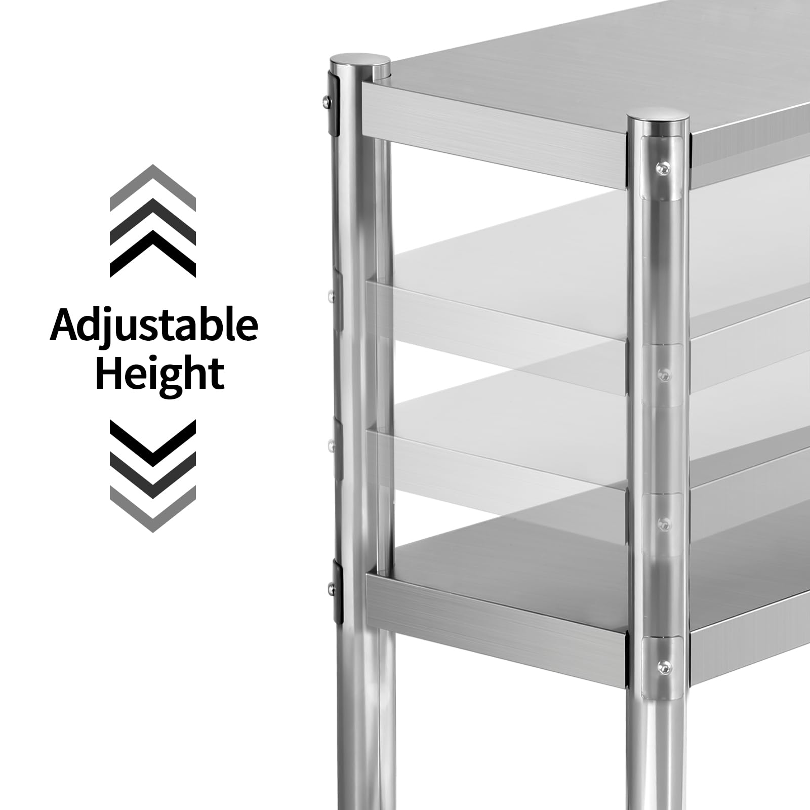 OUKIDR Stainless Steel Double Overshelf, Commercial Double Overshelf 2 Tier for Prep & Work Table in Kitchen, Restaurant & Home,12" X 36"