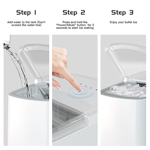 Ice Maker Countertop with Self-Cleaning, 45lbs/24H, 2 Sizes of Bullet-Shaped Ice in 6 Mins, Compact Ice Machine with Ice Scoop/Basket, Perfect for Home Kitchen Party Camping Bar Office