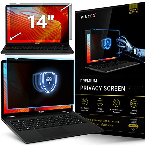 VINTEZ 14 Inch - 16:9 Aspect Ratio - Laptop Privacy Screen Filter for Widescreen Laptop - Anti-Glare - Anti-Scratch Protector Film - Data Confidentiality Shield