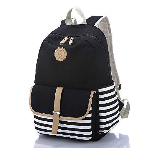 Sugaroom Backpack for Girls, 4 in 1 Girls Backpacks Set Lightweight Canvas School Bag Bookbags with Lunch Box, Drawstring Bag & Pencil Case for Teens