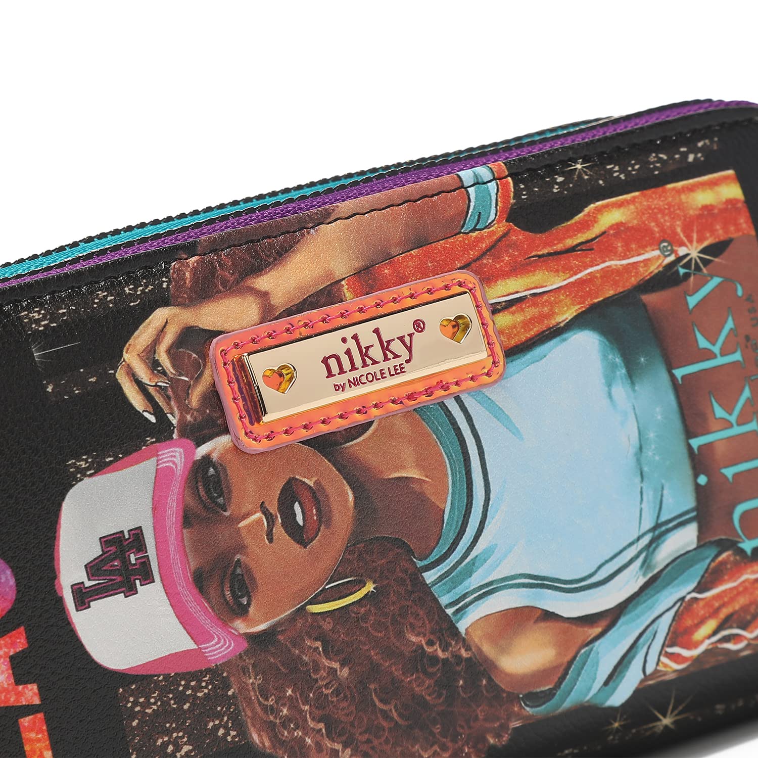 DESTINY BY NICOLE LEE Double Zipper Wallet RFID Blocking Eco Leather Clutch Fashion Print for Women