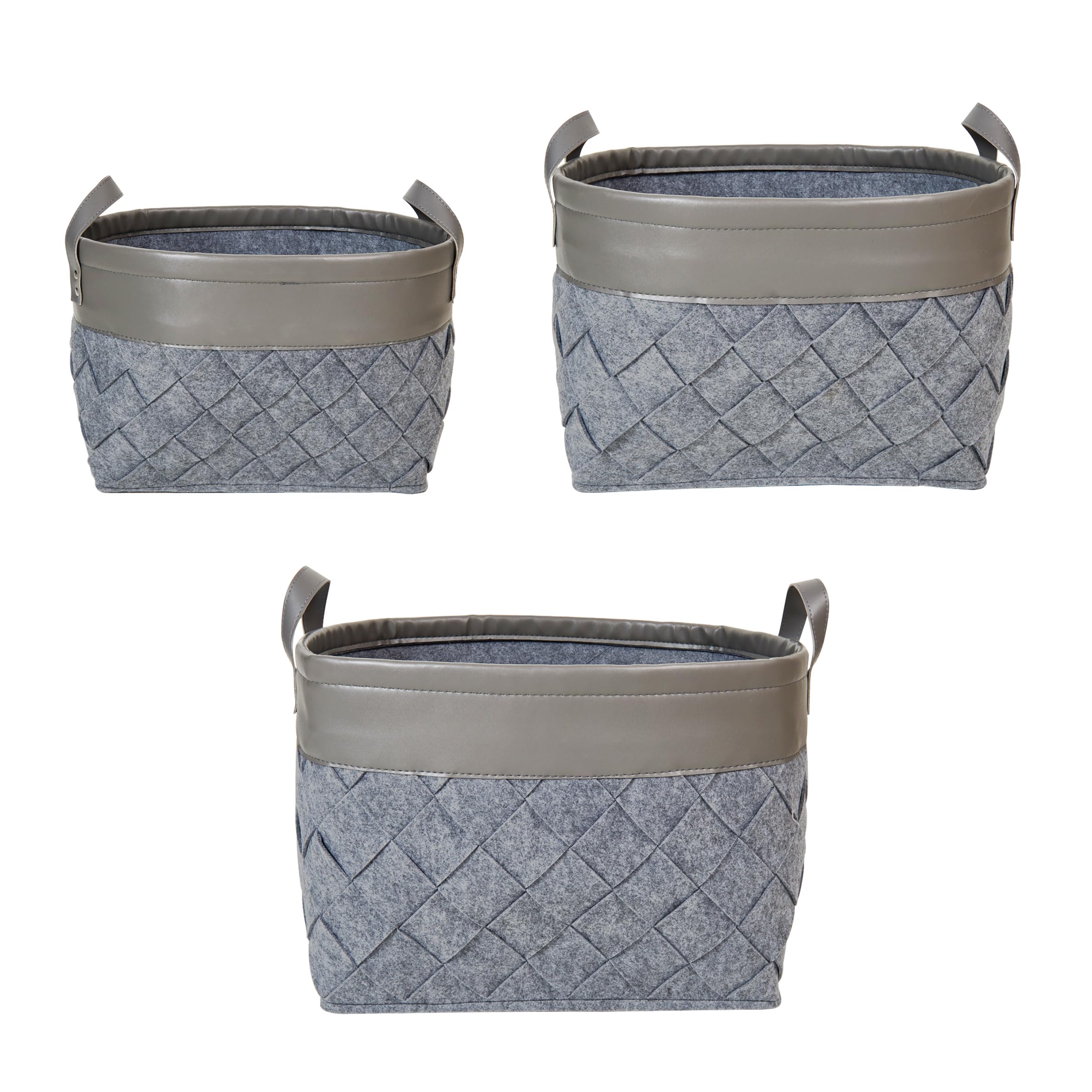 Elements Nested Felt Baskets, 3-Piece, Charcoal
