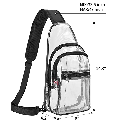 Oraben Clear Backpack Stadium Approved Clear Bag, Small PVC Crossbody Shoulder Backpack Clear Sling Bag Chest Bag for Festivals and Games
