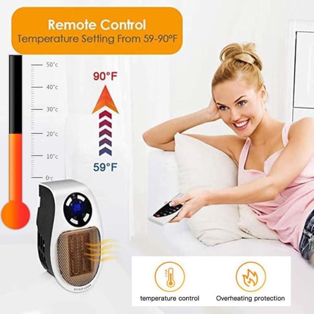 Heatzo Heater, Heatzo Heater Protable Heater, Portable Space Heater, Small Space Heaters Mini Top Heat Plug In Wall Heater, Indoor Electric Space Heaters (1pc)