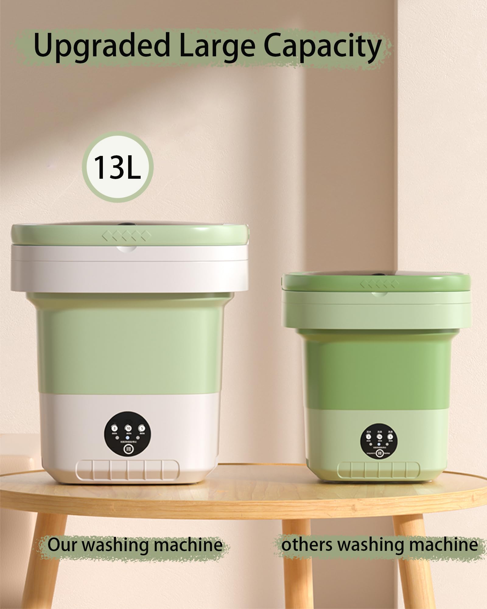 Mini Portable Washing Machine â Mini Washing Machine with 13L Large Capacity, Mini Portable washer with 2 wool dryer balls, Foldable small washing machine for underwear,socks, baby/pet clothes